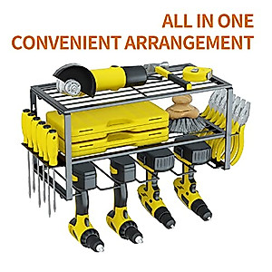 Power Tool Organizer, Garage Tool Organizers and Storage, 3 Layers Heavy Duty Metal Tool Shelf, Drill Holder Wall Mount, Utility Storage Rack for Cordless Drill Charging Station Screwdriver