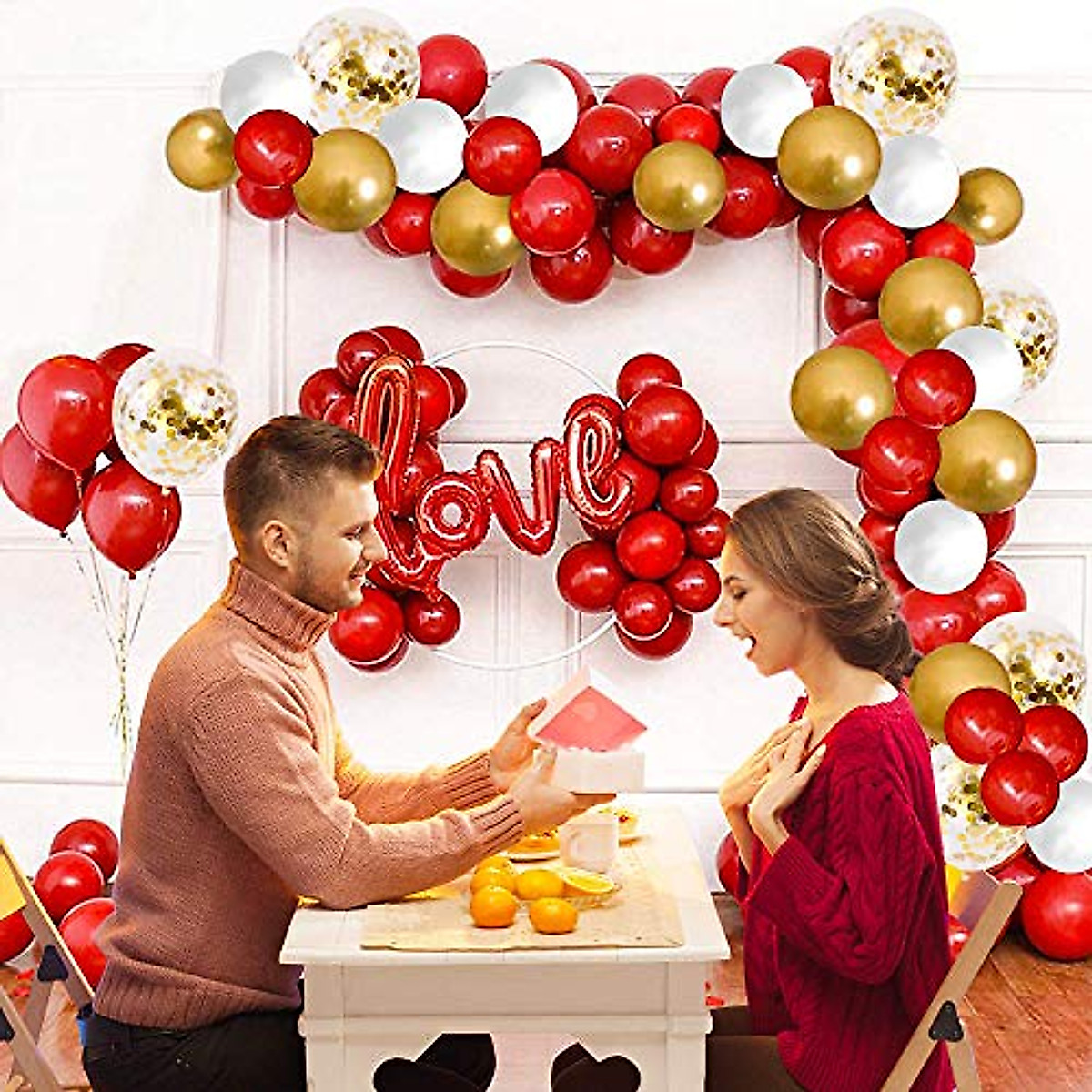 Red and Gold Balloon Garland Kit, 100 Pack Red and Gold Balloons White Gold Confetti Latex Balloons for Birthday Baby Showers Weddings Bridal Shower Anniversary Party Decoration