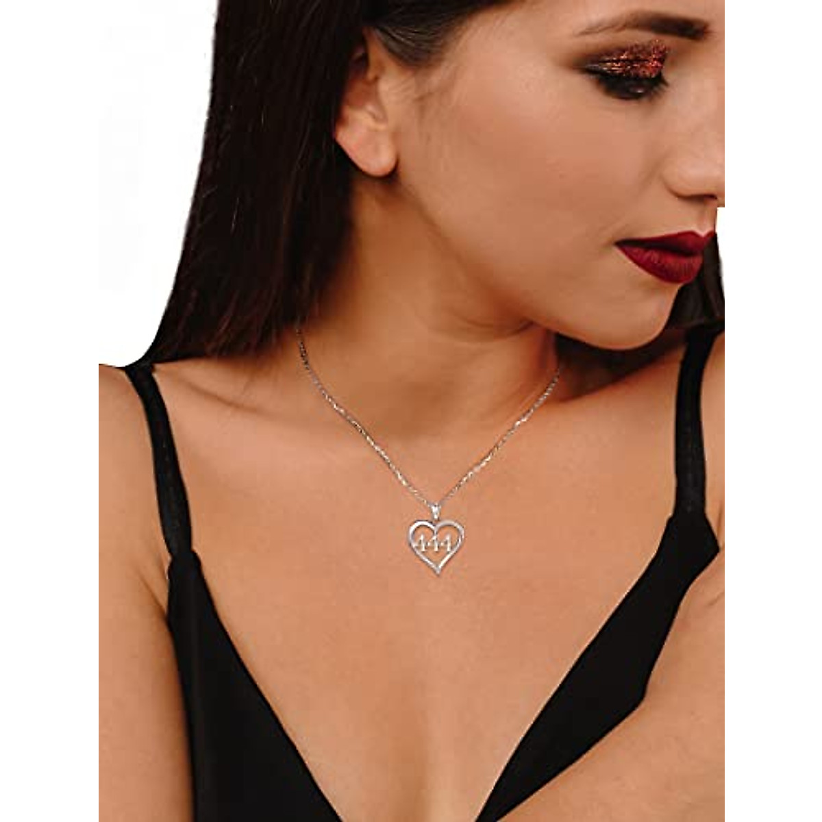 INFUSEU 444 Necklace Angel Number Sterling Silver Dainty Heart Pendant for Women Teen Trendy Numerology Jewelry Birthday Gifts for Girlfriend Daughter