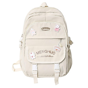 Tenbip Kawaii Backpack Cute Backpack Aesthetic Backpack Preppy Backpack Kawaii School Supplies with Bear Accessories (White)…