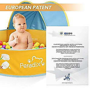 Peradix Paddling Pool for Kids & Pets, Kids Ball Pit Tent 3 in 1, Pop Up Wading Pool Tent with UV Protection Sunshade Canopy Basketball Hoop, Portable Beach Backyard Toys for Indoor Outdoor Activity