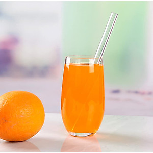 MANZOO Glass Straw Reusable Straws Glass Straws Clear Straws,Including 6PC Straight Straws, 6PC Bent Straws Plus 2PC Cleaning Brush