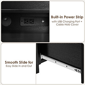 TTVIEW Computer Desk with Storage Drawers & USB Charging Port, Home Office Executive Desk with Hutch Shelf and File Drawer, Writing Study Table with 47" Wide Tabletop for Small Spaces, Black