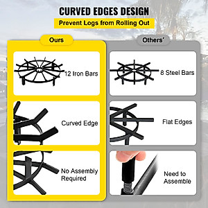 VBENLEM 28in Fire Grate Log Grate,Wagon Wheel Firewood Grates 16 Iron Bars, Fireplace Grates Burning Rack Holder 6 Legs for Indoor Chimney, Hearth Wood Stove and Outdoor Camping Fire Pit