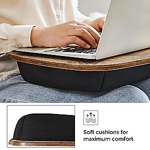 SONGMICS Lap Desk, Bed Tray, Laptop Table with Handle, Cushion, 12.6 x 15.7 x 3.1 Inches, Rustic Brown ULLD109B01