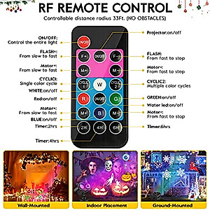 Christmas Projector Lights Outdoor, Ocean Wave Waterproof Holiday Projector Lights, 12 Slides & 10 Colors Halloween Lights Projector with Remote for Thanksgiving Birthday Party Decorations
