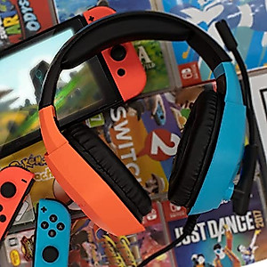 Orzly Gaming Headset with Mic for Nintendo Switch OLED and Lite Joycon Color Match with Led Light Microphone & Remote - Hornet RXH-20 Tanami Edition