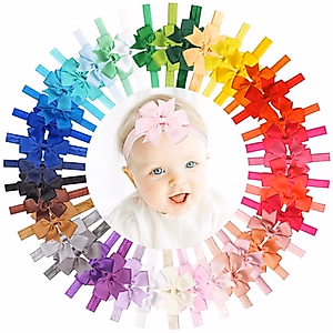 CÉLLOT 40 Colors Baby Girls Headbands 3" Pinwheel Hair Bows Elastic Hair Bands Hair Accessories for Newborn Infants Toddlers