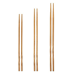 YOSUKATA Reusable Natural Wooden Long Cooking Chopsticks Set of 3 pairs: 11.8 inch, 13-inch, 14.2 inch Brown Long Wok Wooden Chopsticks Reusable