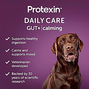 Protexin Daily Care Gut+ Calming, 60 postbiotic Dog Supplement Chews – Trout and Kale Flavored