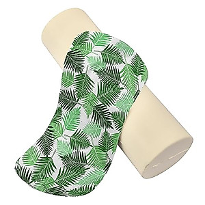 Vnurnrn Tropical Leaves Neck Support Pillow Round Neck Roll Bolster Cylinder Pillow Cervical Pillows Round Neck Pillow for Leg Knee Back Head Support for Work Women Men Traveling Headrest