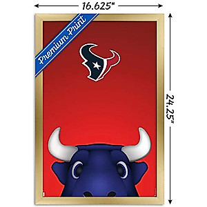 Trends International NFL Houston Texans - S. Preston Mascot Toro 20 Wall Poster, 14.725" x 22.375", Gold Framed Version