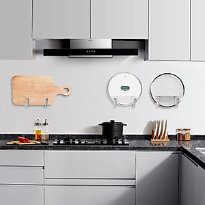 Pot Lid Rack Holder Stainless Steel Pot Lid Organizer Wall Mounted Design Pan Lid Organizer Cutting Board Holder for Place Pot Covers, Cutting Boards,Bakeware Dish Plate,Serving Trays(7.9*3.2in)