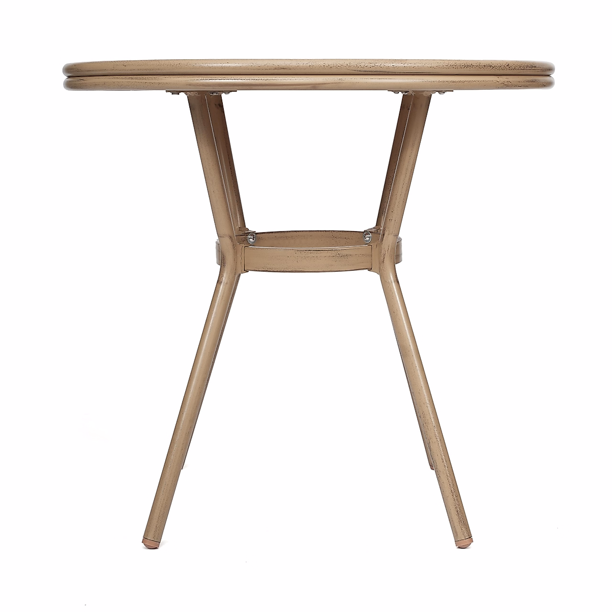 Flash Furniture Lourdes Indoor/Outdoor Commercial Bistro Table - Tempered Glass Top - PE Rattan - Lt NAT Bamboo Print Aluminum Frame - 31.5" - NAT/White