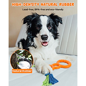 SCHITEC Tug of War Dog Toy, Rubber Rope Pull Toy for Small Medium Dogs, Interactive Play Puppy Teething Chew Toys