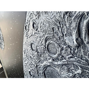 Landswaydecor Black and Grey Wall Art Moon Surface Canvas Oil Painting Home Decor Hand Painted Modern Textured 3D Artwork for Bedroom Living Room