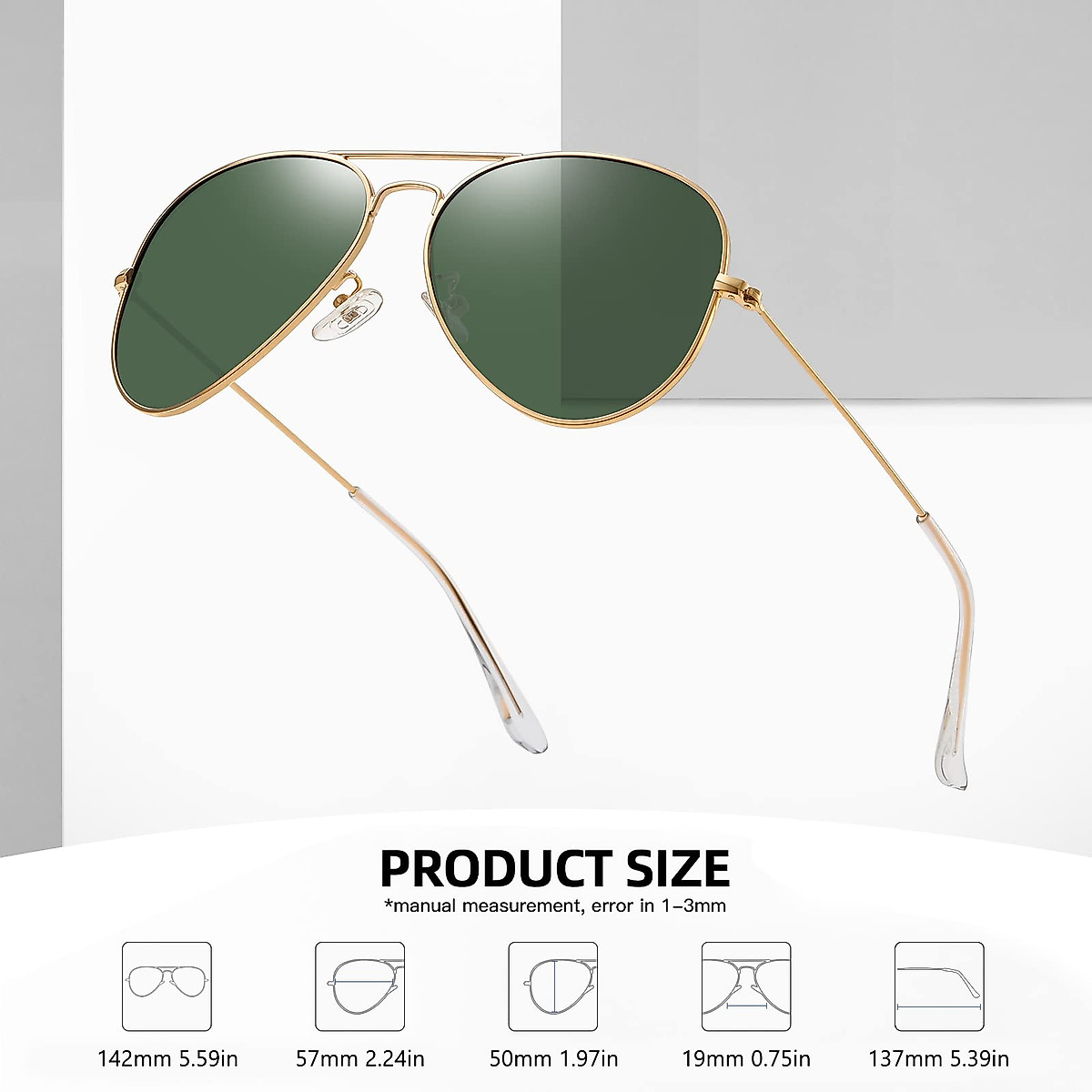 MEETSUN Aviator Sunglasses for Men Women Driving Polarized UV400 Protection Metal Frame(3-Pack-Black+Dark Green+Brown Lens)