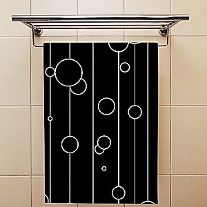 Hand Towel Polka Dot Black White Striped Face Towel Set of 2 Fingertip Towel Kitchen Tea Bar Dish Cloths Absorbent Dry Shower Towel