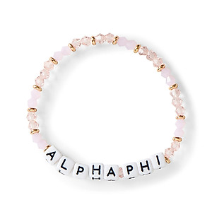 Sorority Shop Alpha Phi Bracelet — Glass Bead Bracelet with AP Name Beads and 18K Gold Accent Beads, Greek Sorority Jewelry for Big Little Sorority Gifts