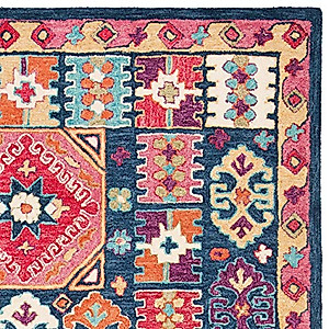 SAFAVIEH Aspen Collection 8' x 10' Blue / Red APN518M Handmade Boho Wool Area Rug