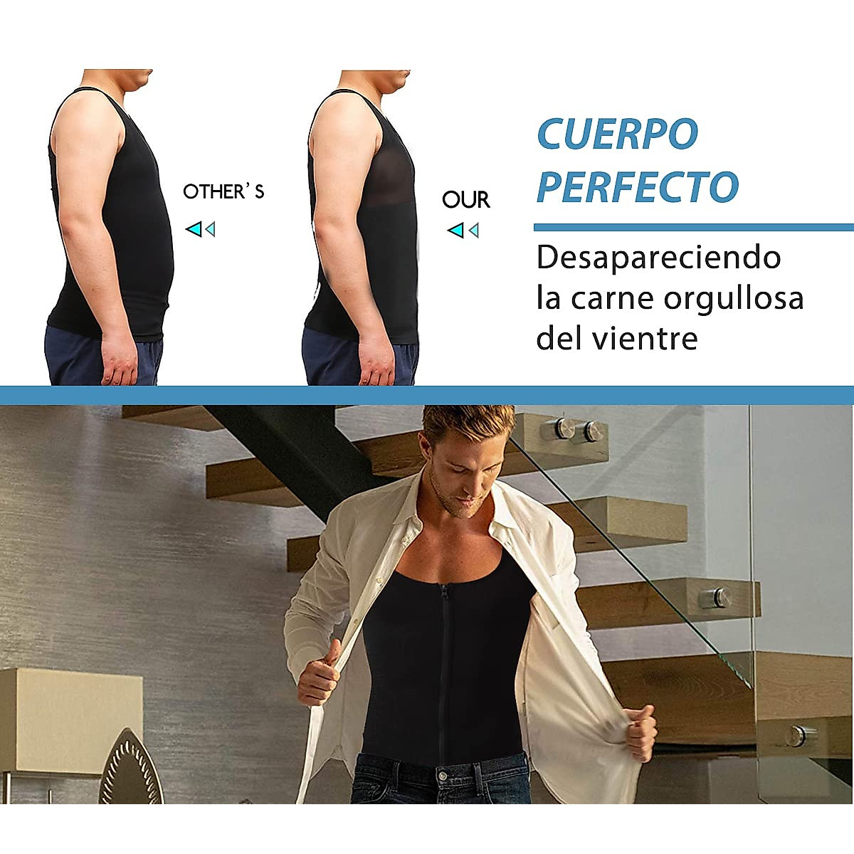 RIBIKA Mens Compression Shirts Tank Tops Sleeveless Body Shaper Slimming Vest Tummy Control Undershirts