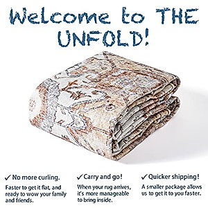 jinchan Persian Vintage Area Rug 5x7 Indoor Floor Cover Print Distressed Carpet Brick Red Multi Thin Rug Chenille Mat Foldable Accent Rug Lightweight Kitchen Living Room Bedroom Dining Room