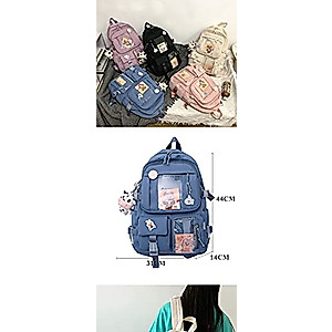 GGOOB Kawaii Backpack with Pins Kawaii School Backpack Cute Aesthetic Backpack Cute Kawaii Backpack for School (Pink,With Accessories)