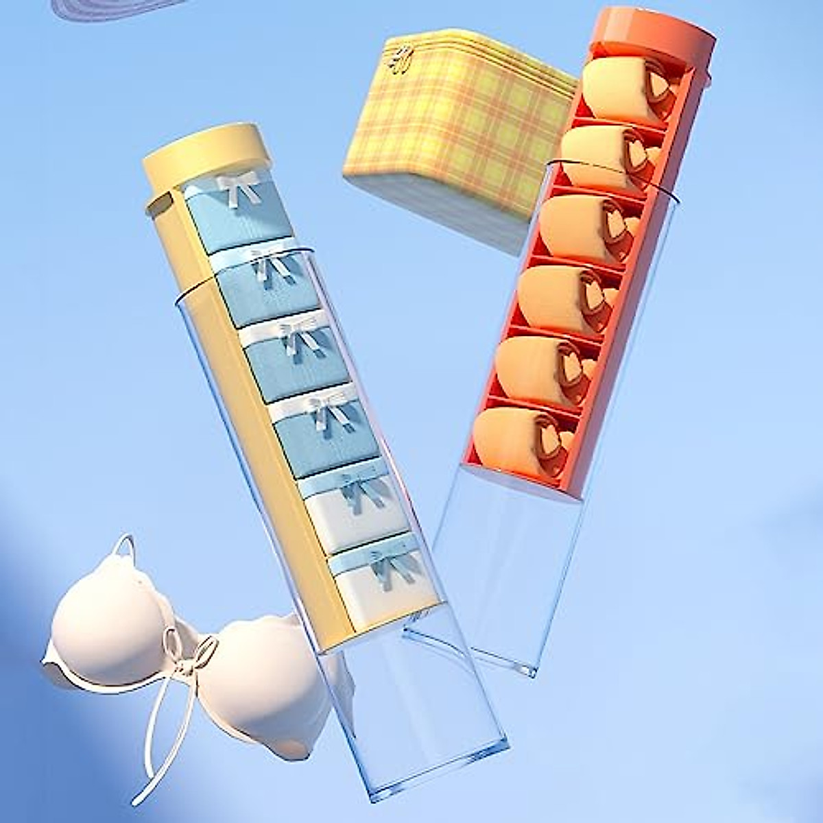 degtnb Underwear Drawer Organizer, Socks Organizer Separate Compartments Dustproof Plastic 6 Cells Underpants Ties Bras Storage Box