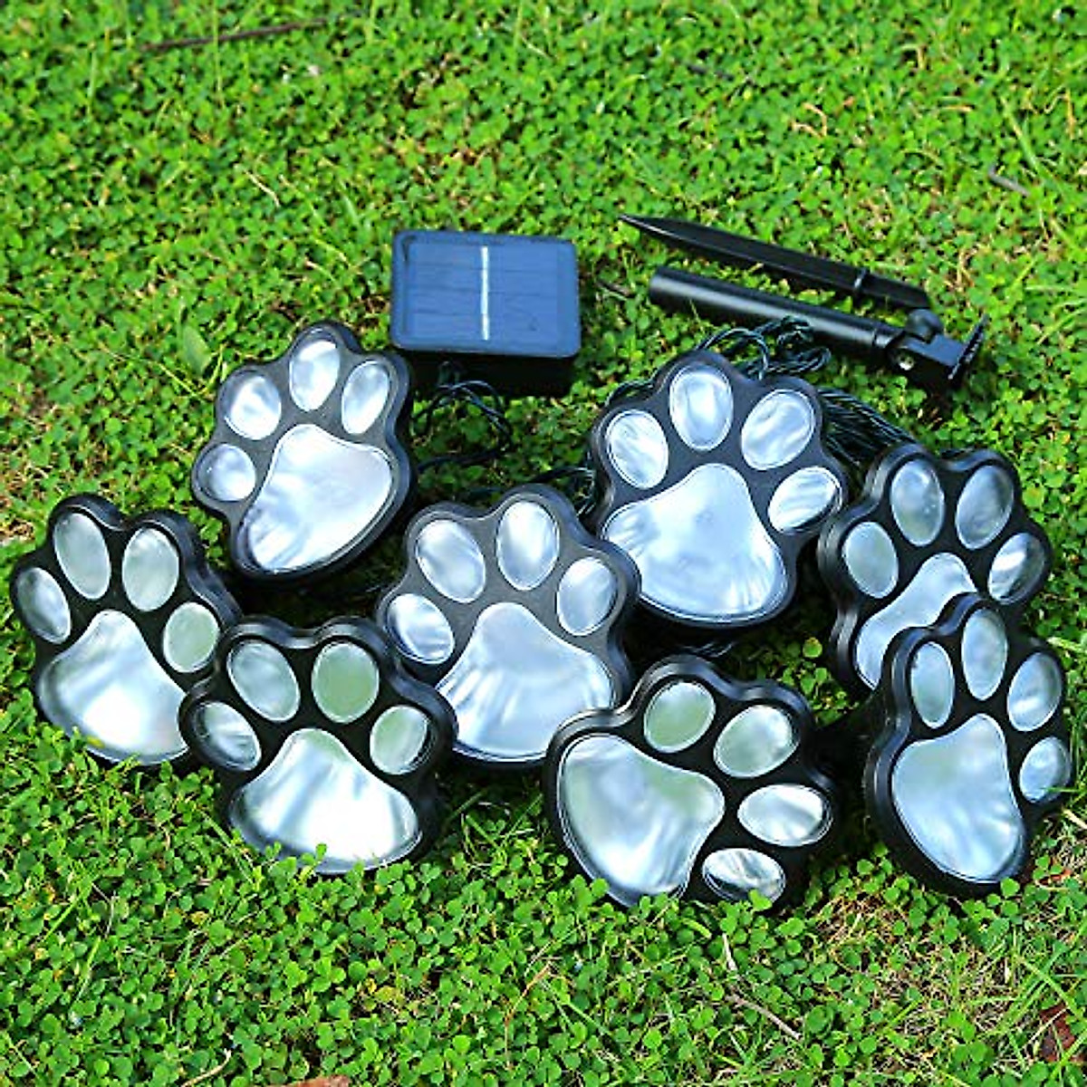 16.8ft Solar Paw Print Lights, Cat Dog Animal Solar String Lights (Set of 8) Outdoor Decoration, Warm Up Your Pet and Make The Garden More Vibrant and Lovely, a Gift for Pet Lovers