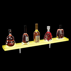 Oarlike LED Liquor Bottle Display Shelf 36 inch Acrylic Lighted Bar Shelf with RF Remote Controller for Home Commercial Bar Floating Wall Mounted Display Shelves