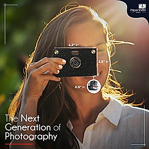 Paper Shoot Camera - 18MP Compact Digital Papershoot Camera Gift for Kid with Four Filters, 10 Sec Video & Timelapse - Includes: 32GB SD Card, 2 Effect Lens & Camera Case - Leather Black