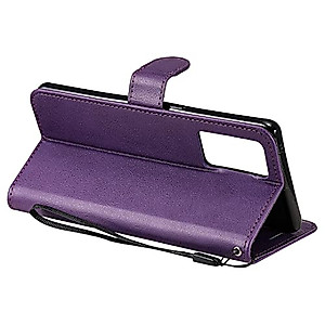 SATURCASE Case for Oppo Reno 6 Pro 5G, Classical PU Leather Flip Magnet Wallet Stand Card Slots Protective Cover with Hand Strap for Oppo Reno 6 Pro 5G (XD-Purple)