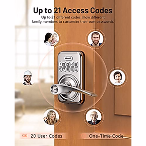 Keyless Entry Door Lock with Handle, Zowill Electronic Keypad Deadbolt Door Locks Handle Lever, Front Door Lock Set, Digital Door Lock, Auto-Locking, Anti-peep Code Door Handle Lock, Satin Nickel