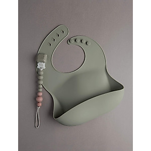 Loulou Lollipop Waterproof Baby Silicone Feeding Bib - Silver Sage