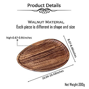 Top Plaza Walnut Wood Serving Tray Plates for Snacks Bread Fruit Wood Storage Irregular Wooden Platters Dinner Dish Wood Art Decors for Kitchen Counter Living Room Party Housewarming Gifts #2