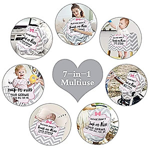 Metplus No Touch Sign Car Seat Cover for Babies, Mom Nursing Covers Breastfeeding Scarf, Multi Use Infant Carseat Canopy for Newborn Carrier/Stroller/Shopping Cart, Baby Shower Gifts for Boy Girl