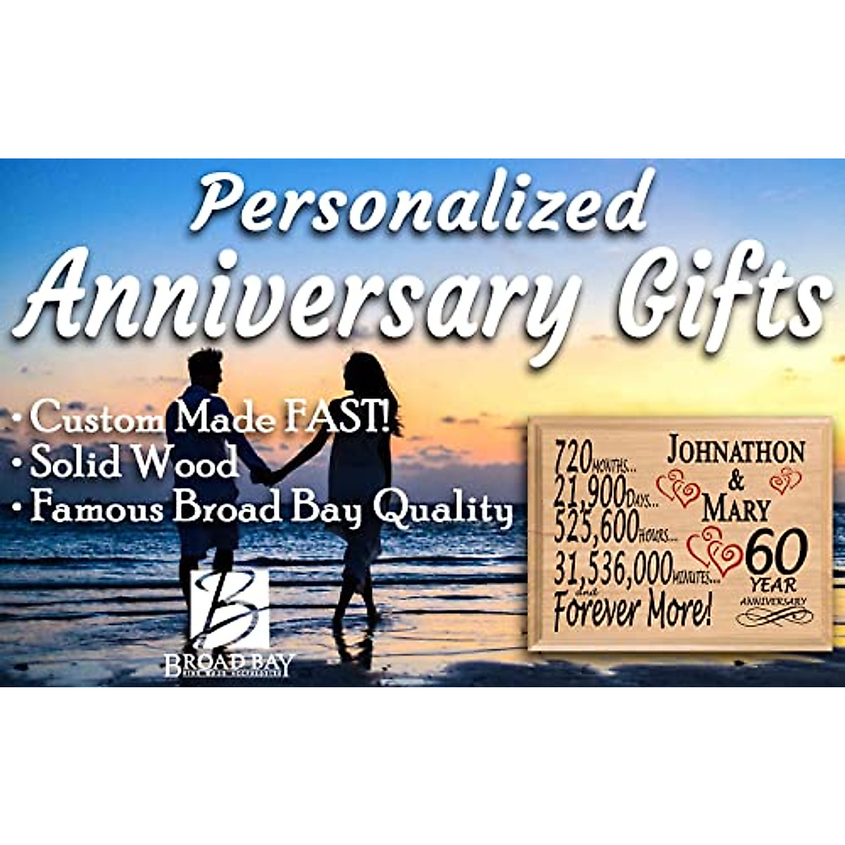 60 Year Anniversary Sign Personalized 60th Anniversary Wedding Gift for Wife Husband Couple Him Her