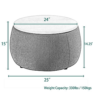 Morden Fort Ottoman Round Storage Coffee Table with Wooden Lid for Living Room, Circle 26" Ottoman, Black