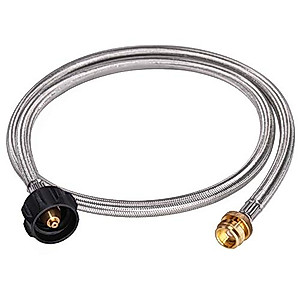 DOZYANT 5 Feet Stainless Steel Braided Propane Adapter Hose 1 lb to 20 lb Converter Replacement for QCC1 / Type1 Tank Connects 1 LB Bulk Portable Appliance to 20 lb Propane Tank - Safety Certified