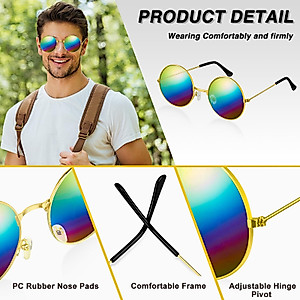 BOUBONI 28 Pairs Hippie Sunglasses 28 Colors Round Hippie Glasses 60s 70s Outfits Groovy Party Decorations Sunglasses for Women Men with Colored Glasses Cloth for Disco Party Favors