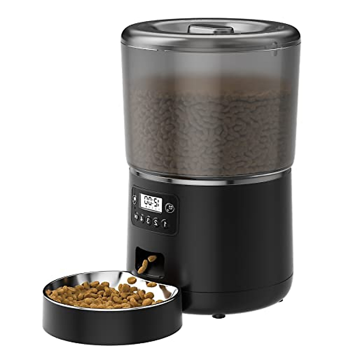 Mcacetine Automatic Cat Feeders, Auto 4L Timed Cat Dog Feeder Pet Dry Food Dispenser Smart cat Dog Feeder with Stainless Steel Bowl for Small Medium Pets