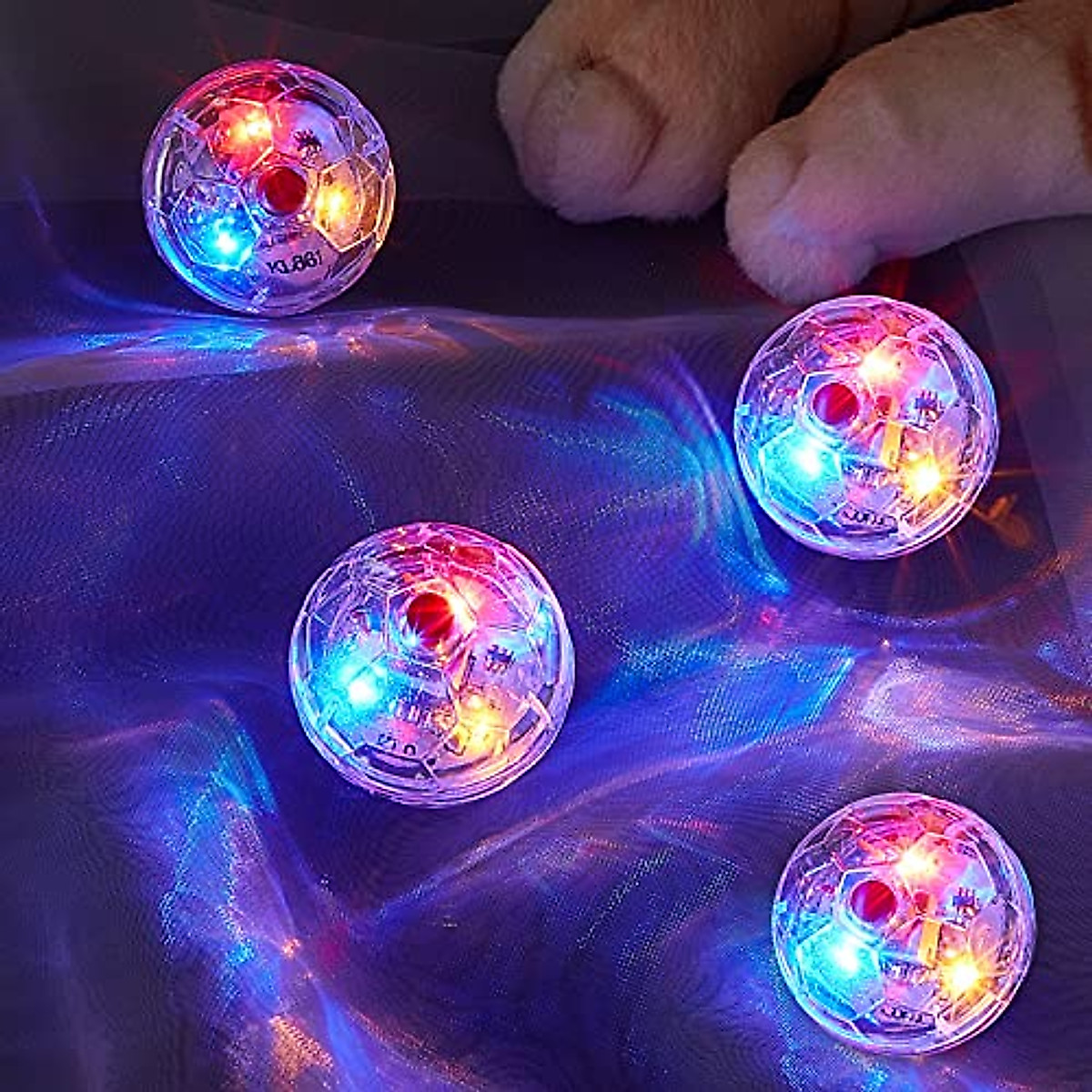 Sratte 6 Pieces Ghost Hunting Cat Ball Activated Cat Toy LED Light Motion Cat Dog Interactive Toys Pet Glowing Mini Running Exercise Ball Toys for Animals Activity