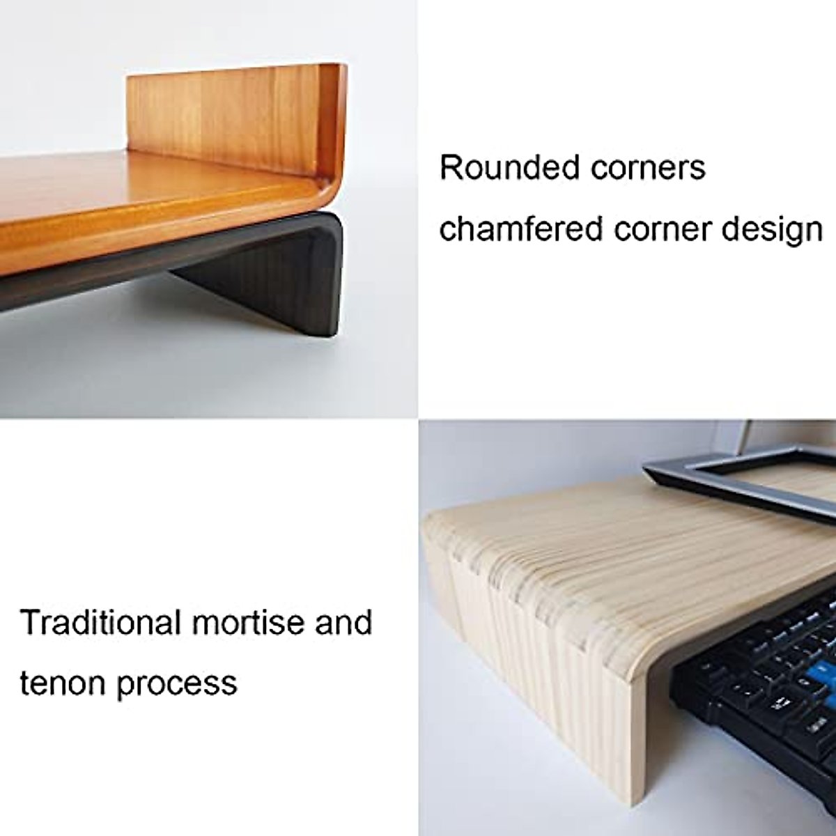 TsoLay Solid Wood Monitor Stand Riser, Practical Laptop Stand Desk, Computer Laptop Riser Shelf for Printer Pc Home and Office Use Save Space
