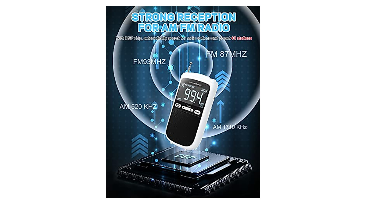 Greadio Portable AM/FM Radio with Rechargeable Battery & LCD Screen