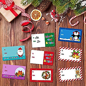 800 Pieces Christmas Tags Christmas to from Labels Self Adhesive Christmas Tag Christmas Stickers Tag Sticker Christmas Paper Tags for Decorations, 8 Styles
