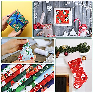 YARNOW 12 Pieces Christmas Fabric Bundles Squares Fabric Bundle Xmas Fabric for Xmas Sewing Crafting DIY Supplies (18.9 x 20.5 Inch)