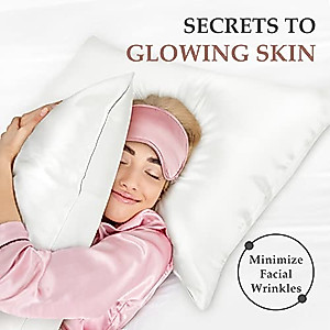 OLESILK 22 Momme Mulberry Silk Pillowcase Queen Size 20''x30'', 100% Pure Silkfor Hair and Skin with Hidden Zipper, Both Sides 750 Thread Count Washable Real Silk Pillow Cover, Ivory