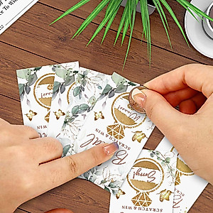 Bridal Shower Scratch Off Card-50 Pack,Eucalyptus Golden Butterfly Green Garden Bride Shower Lottery Game, Activities, and Ideas, Country Wedding, Bridal Lottery Tickets, Wedding Shower Ideas