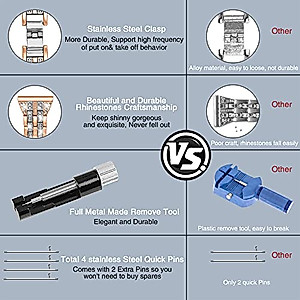 Joyozy Women Girls Stylish Band for Samsung Galaxy Watch (42mm)/Galaxy Watch3(41mm)/Active/2(40mm)/(44mm)/Ticwatch 2, Stainless Steel 20mm Jewelry Watch Strap Band Wrist Band Rhinestones Bracelet-Original Design(Rose Gold+Silver)