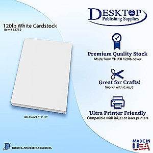 White 8" x 10" Cardstock - Blank SUPER Thick Paper - Heavy Weight 120lb Cover Card Stock for Inkjet & Laser Printer - 15 Sheets